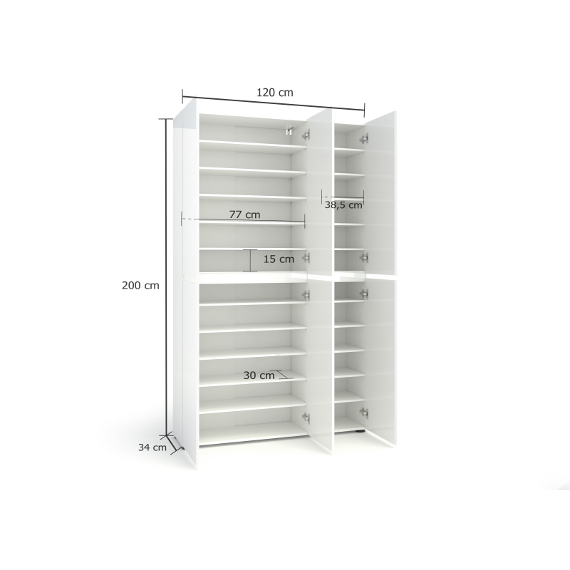 Scarpiera XXL a 2 ante JOLLY Made in Italy cm 72x36x180h